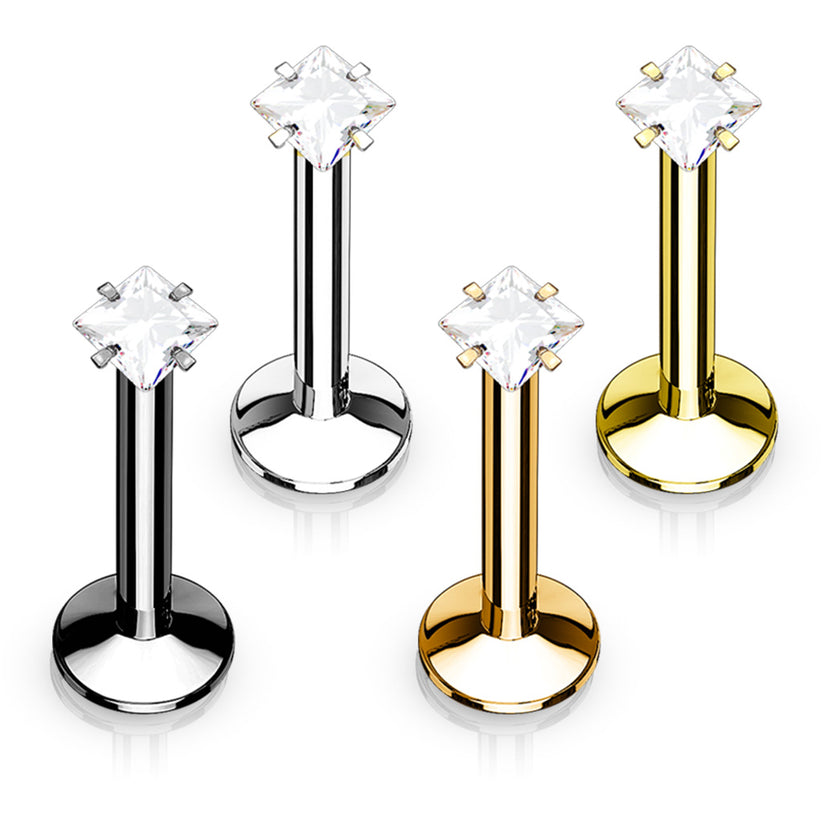 Micro Square CZ Prong Set Labret – Studio 6714